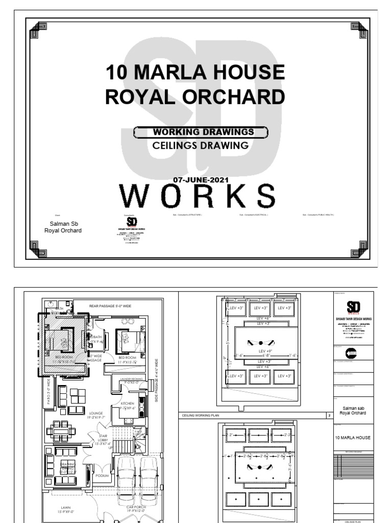 Royal Orchard 10 Marla House Ceilings Working Plan | PDF