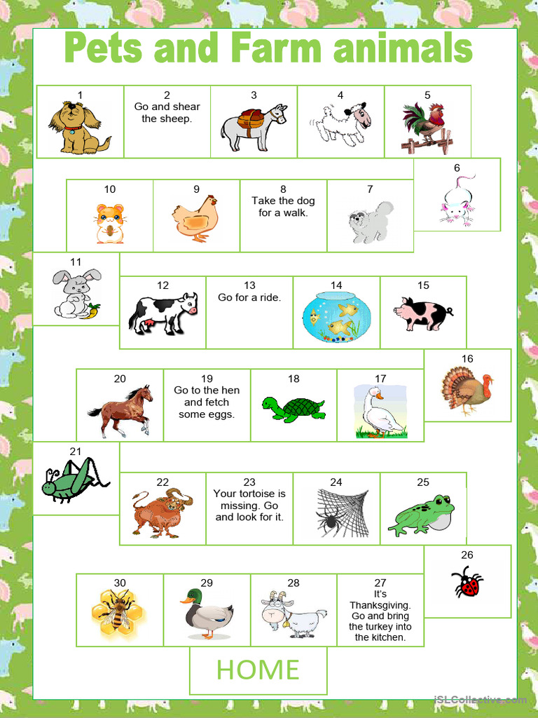 Board games - Pets and farm animals | PDF