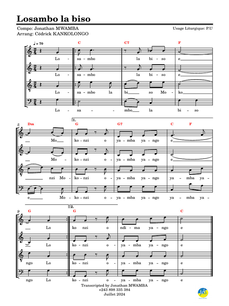 Losambo - La - Biso Compo Jonathan MWAMBA Arrang Cédrick KANKOLONGO ...