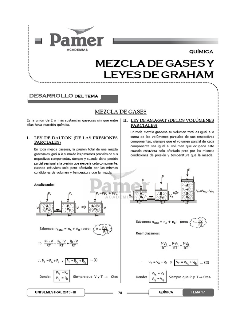 Tema 17 - Mezcla de Gases | PDF