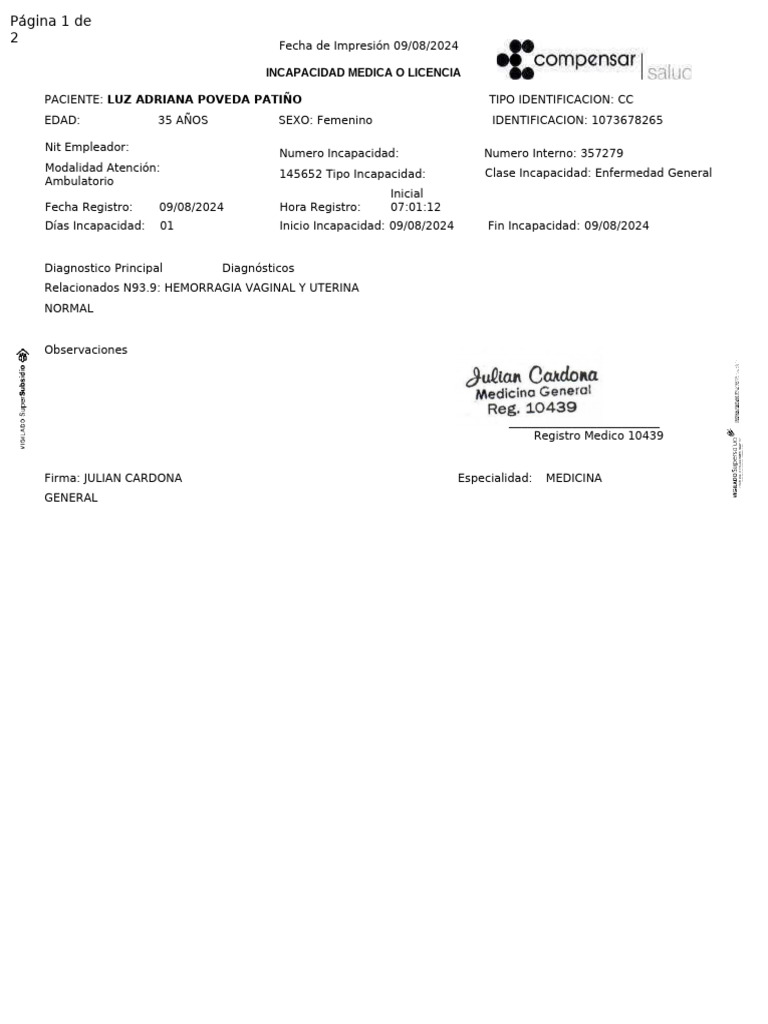 Compensar ADRIANA POVEDA 2 | PDF