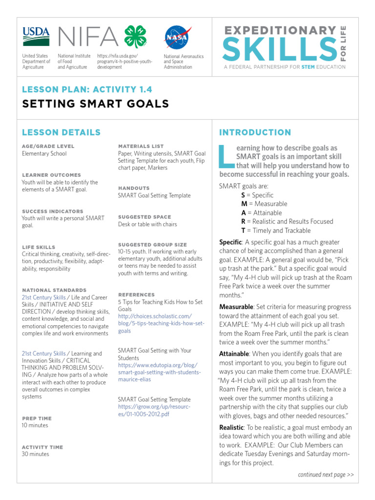 Esfl Es Setting Smart Goals | PDF