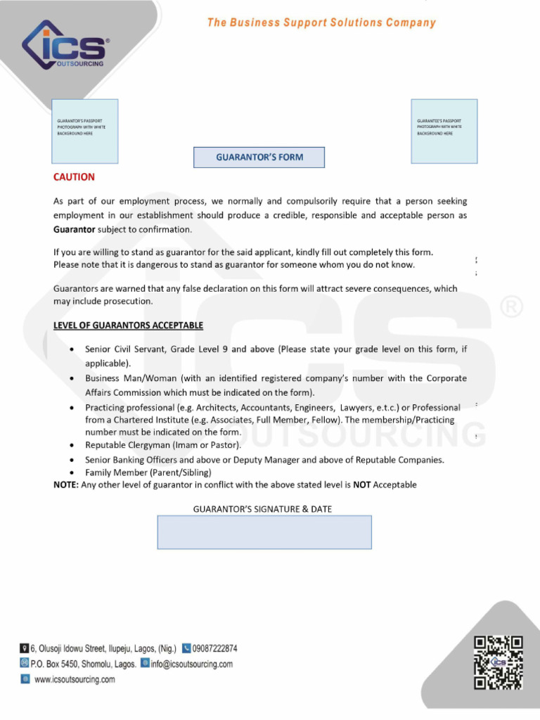 GUARANTOR Form | PDF