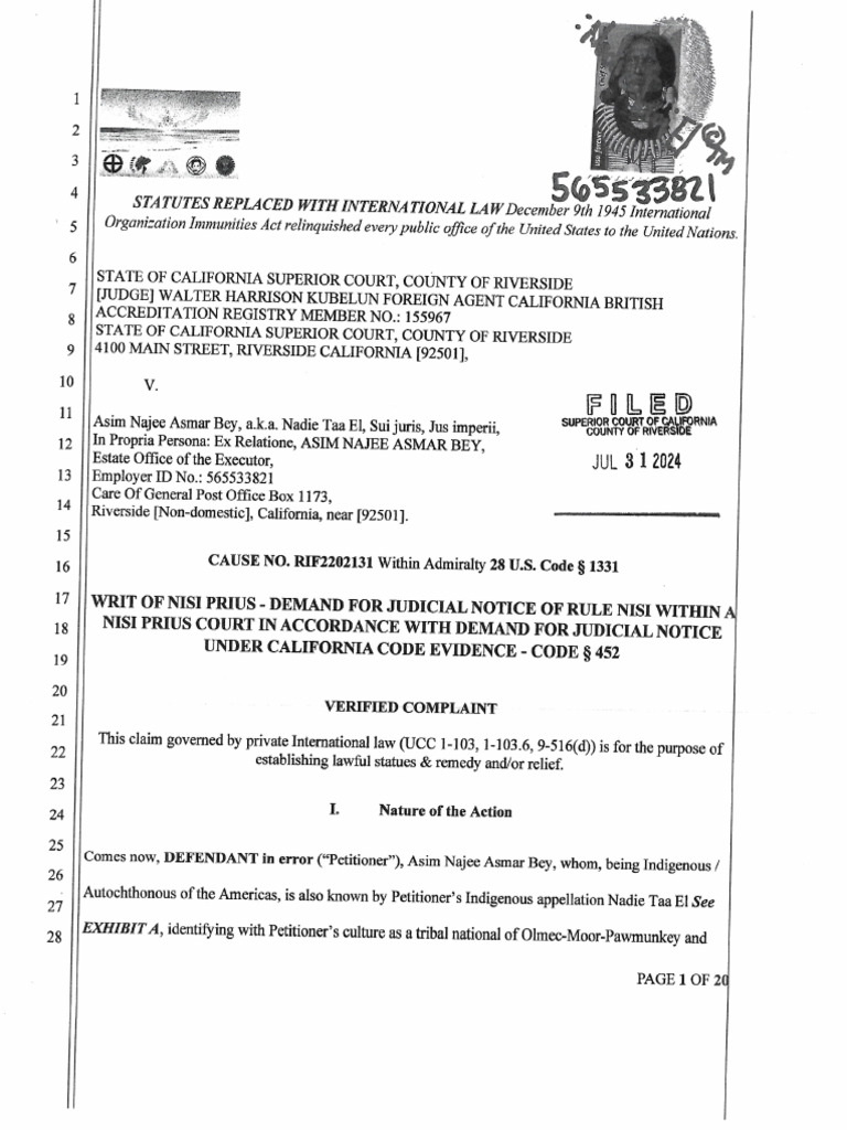 Judicial Notice of Rule Nisi Writ of Nisi Prius (Re: RIF2202131) | PDF ...