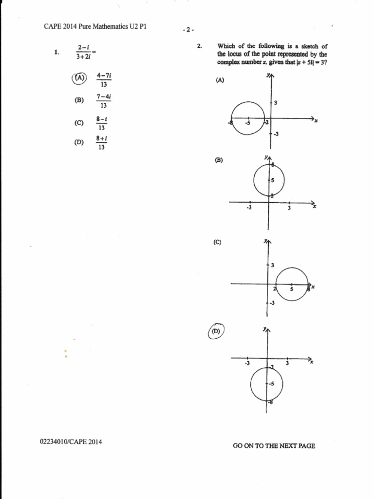 Cape Pure Mathematics U2 P1 May-June 2014 With Answers | PDF