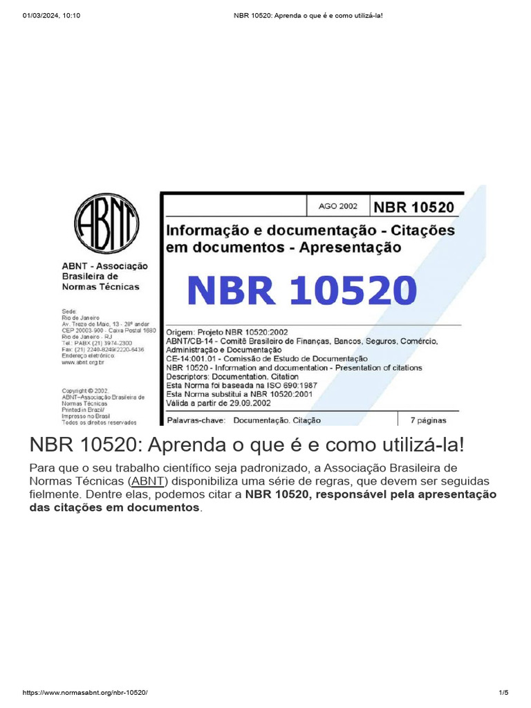 NBR 10520_ Aprenda o que é e como utilizá-la! | PDF
