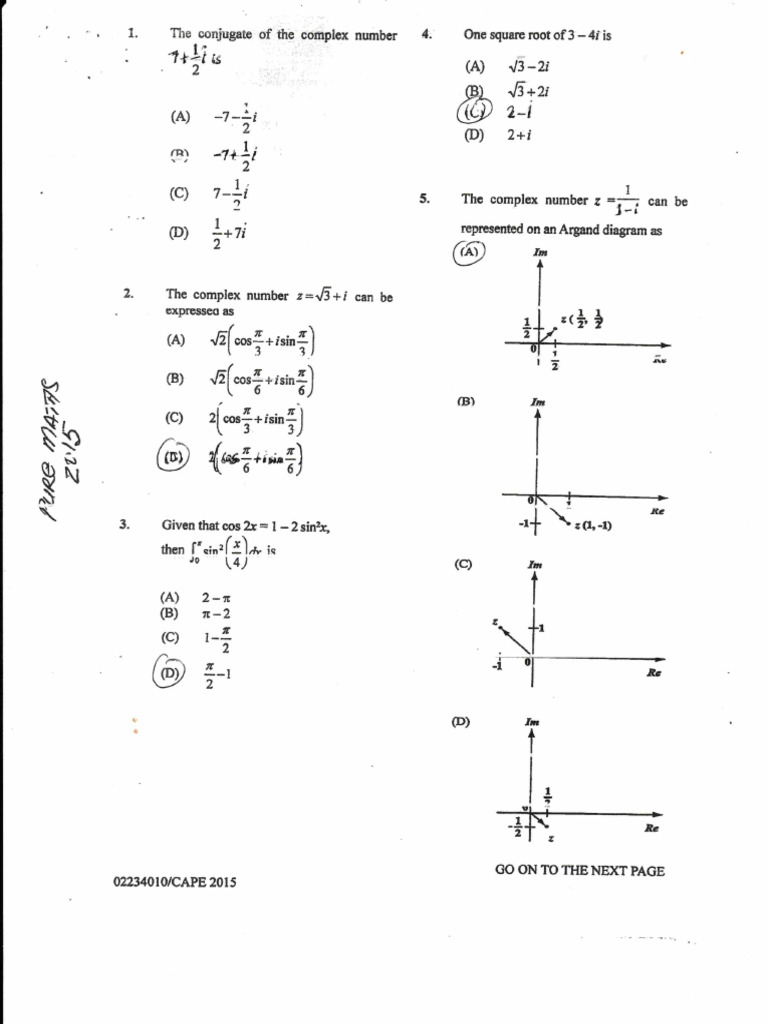 Cape Pure Mathematics U2 P1 May-June 2015 With Answers | PDF