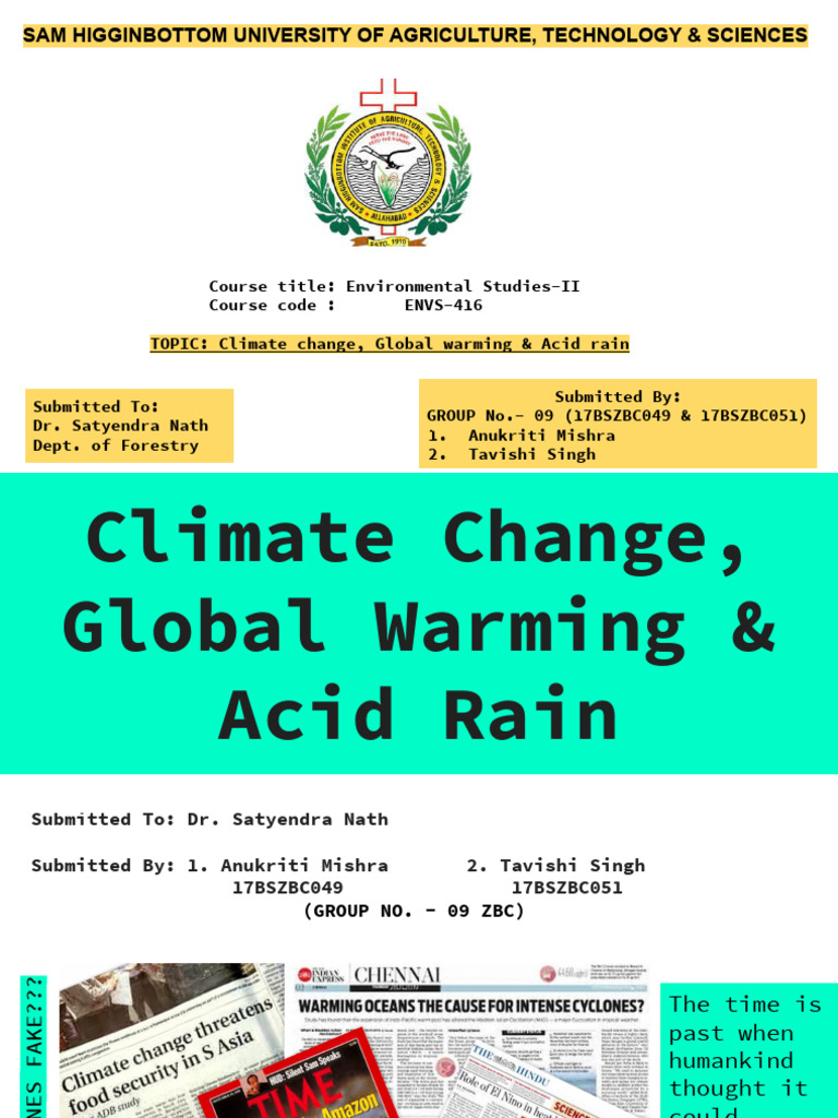 Climate Change, Global Warming & Acid Rain | PDF | Climate Change ...