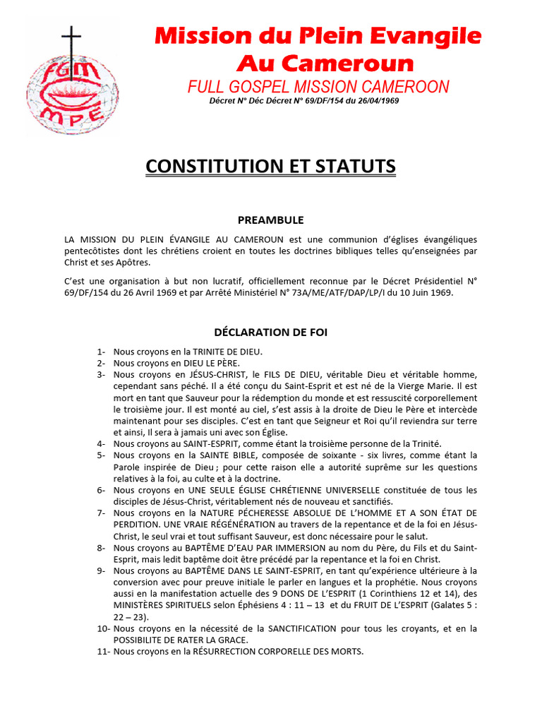 Constitution Et Statut MPE | PDF