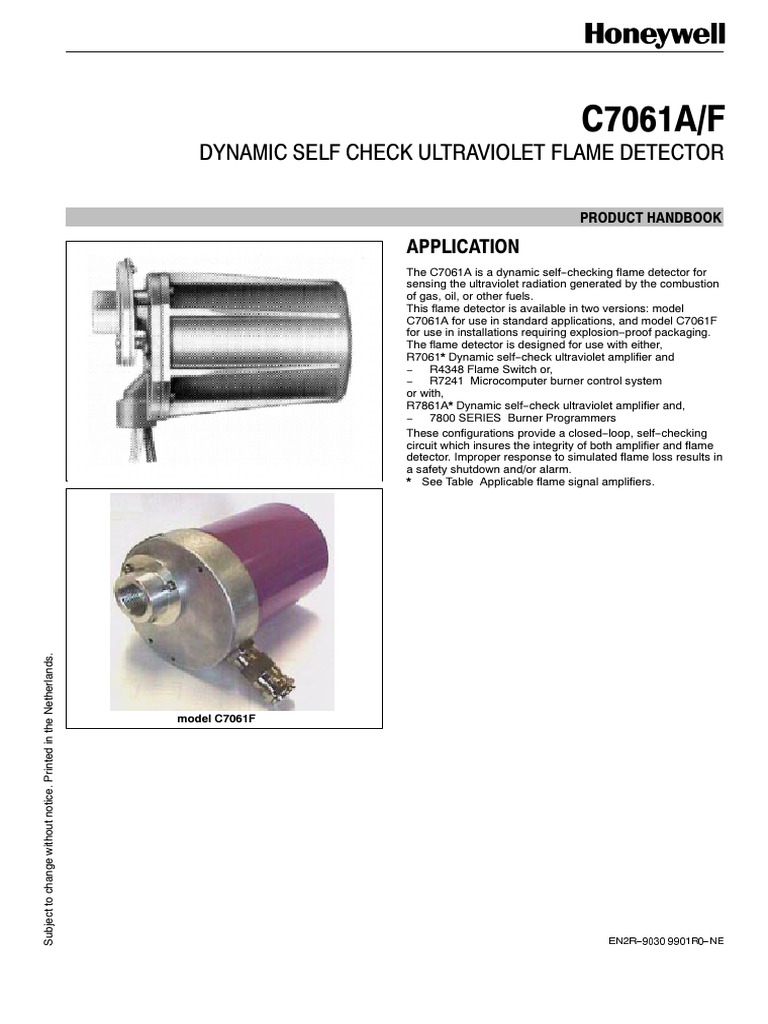 C7061A-F Self-Check UV Flame Detector | PDF