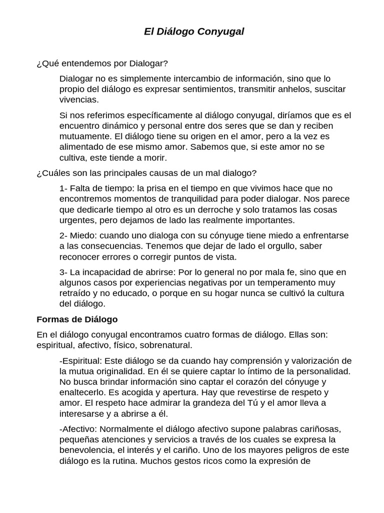Claves del Diálogo Conyugal | PDF | Amor