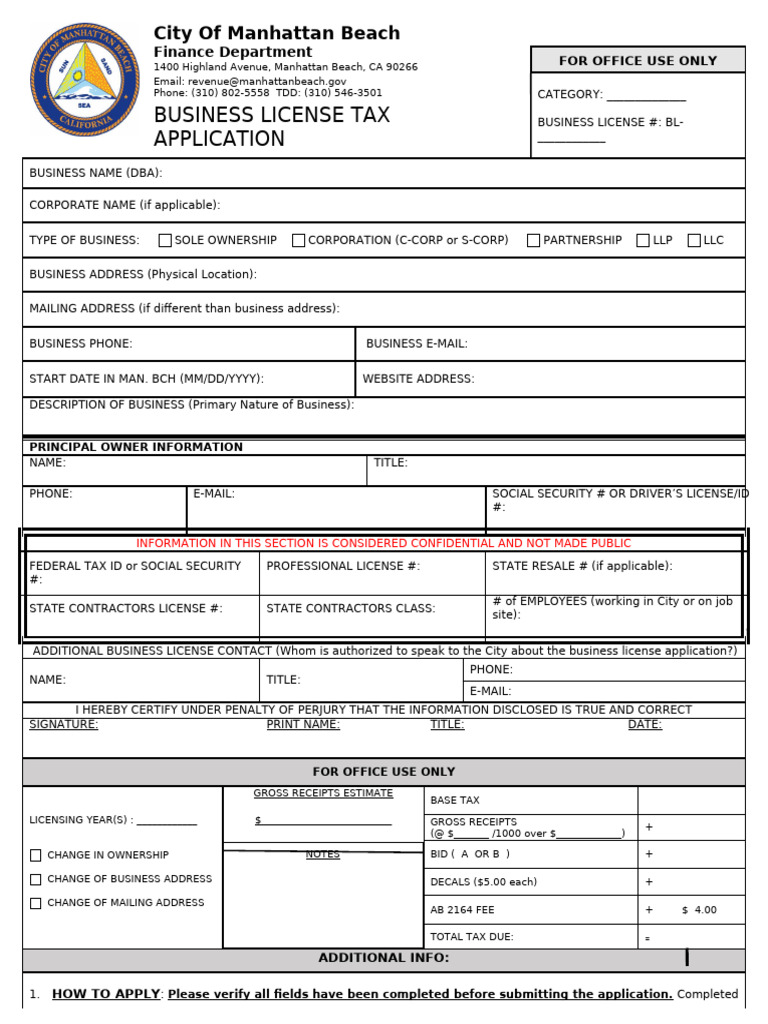 Business License Application | PDF