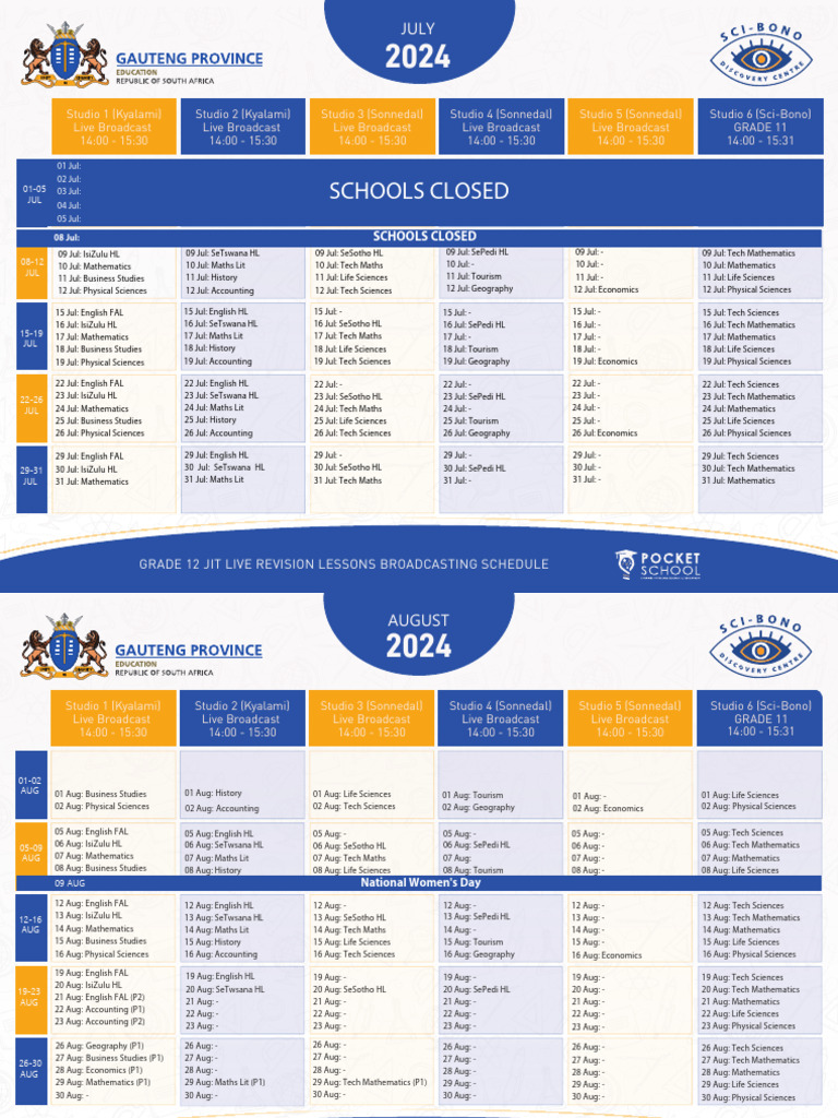 Term 3 Live Stream Schedule - July To October 2024 | PDF