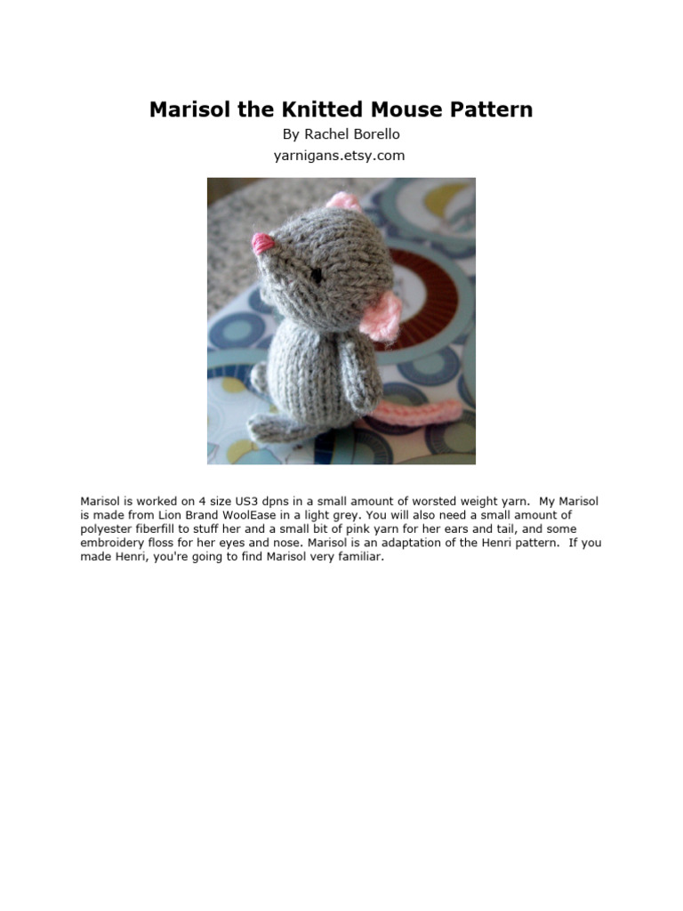 Marisol The Knitted Mouse Pattern | PDF