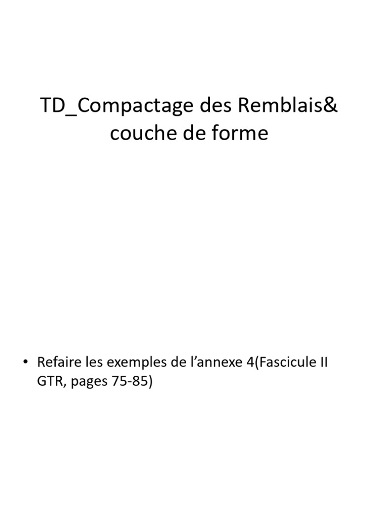 TD - Compactage - Remblais - Couche de Forme | PDF