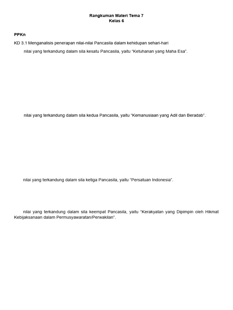 Rangkuman Materi Tema 7 | PDF