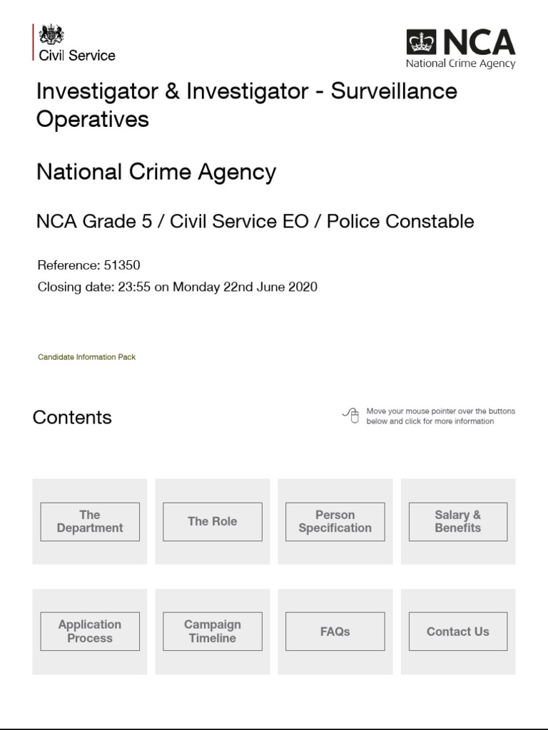 Investigator & Investigator - Surveillance Operatives National Crime ...