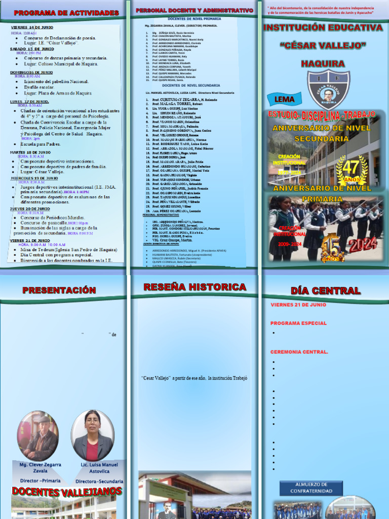 Triptico Aniversario Oficial 2024 | PDF