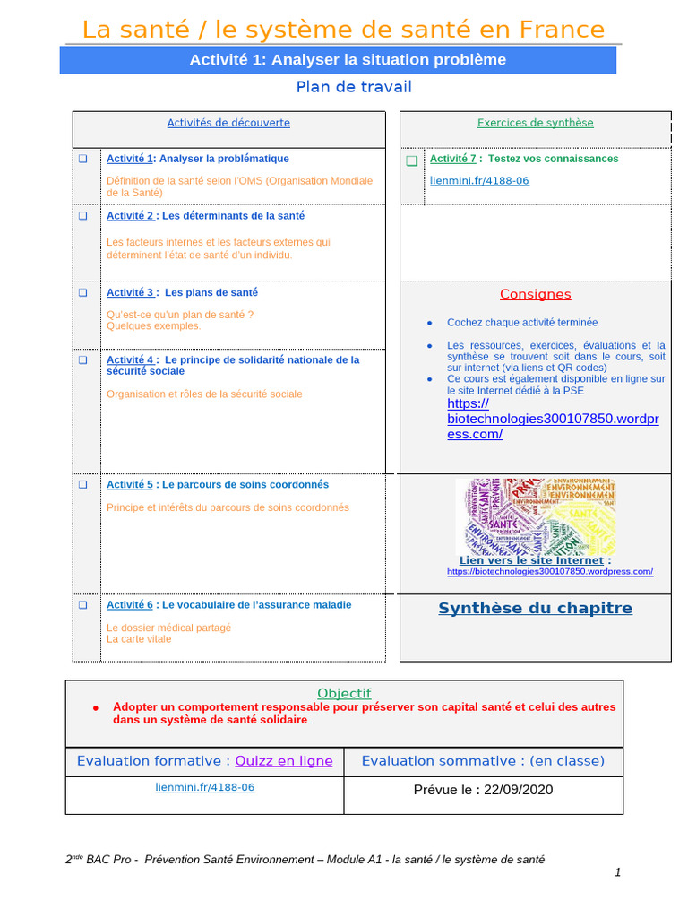 Cours La Sante Le Systeme de Sante | PDF