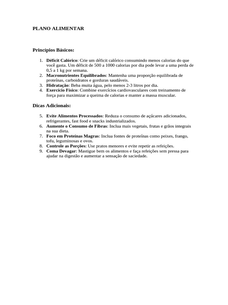 Plano Alimentar | PDF
