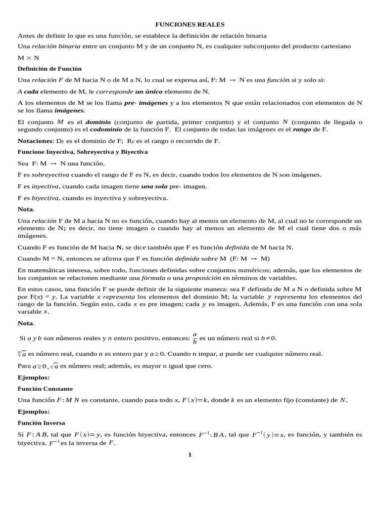 GUIA de FUNCIONES REALES | PDF | Función (Matemáticas) | Pendiente