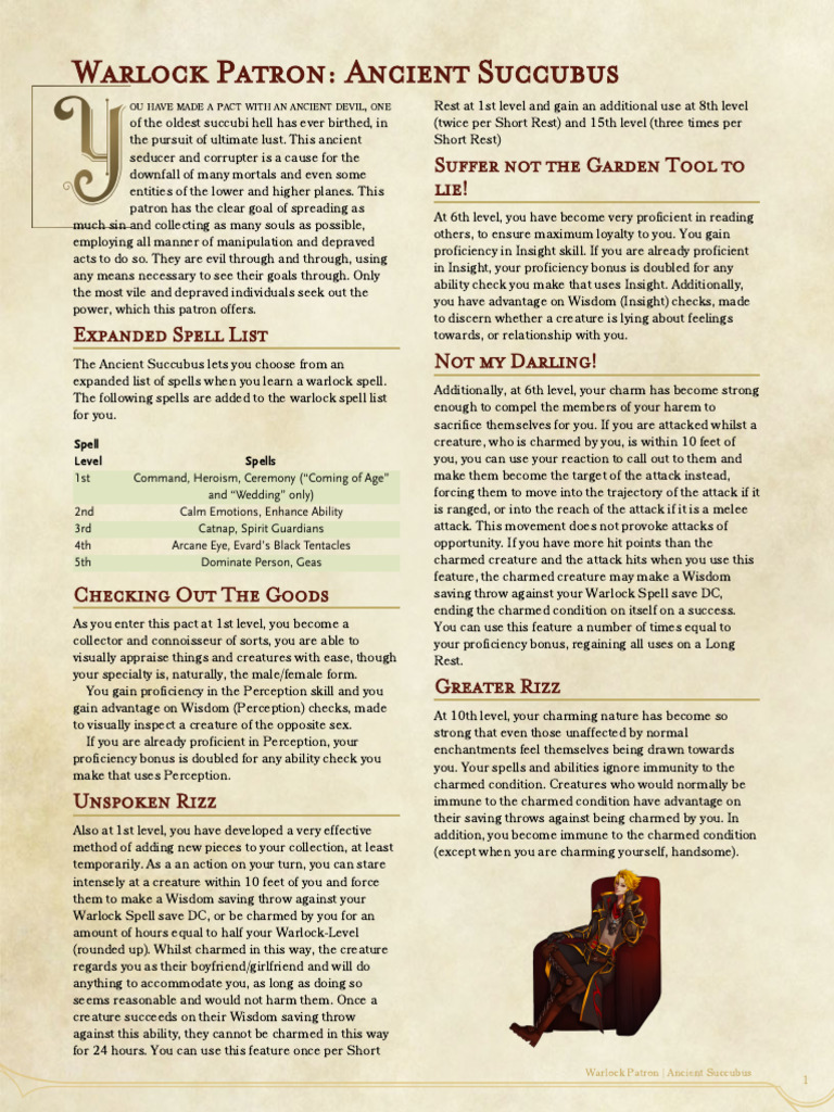 Warlock Patron Ancient Succubus | PDF