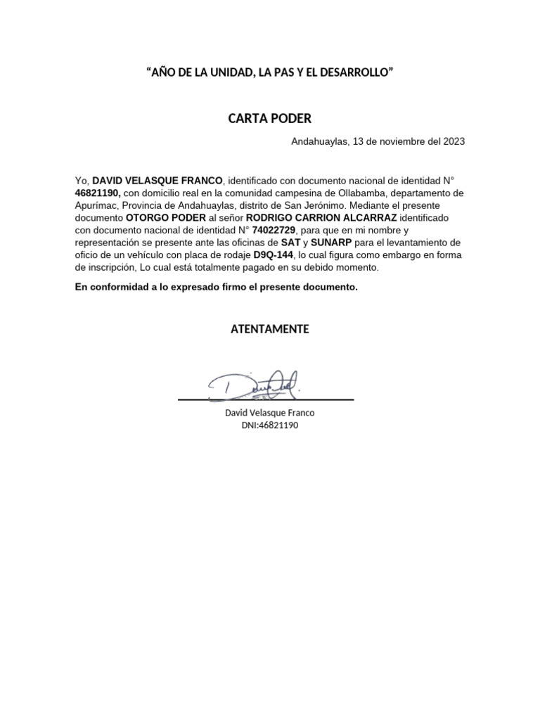 Carta Poder | PDF