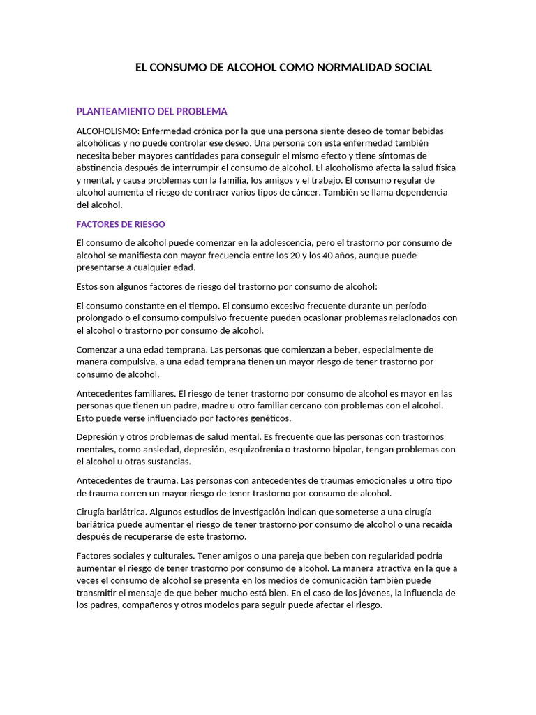 El Consumo de Alcohol Como Normalidad Social Gus | PDF