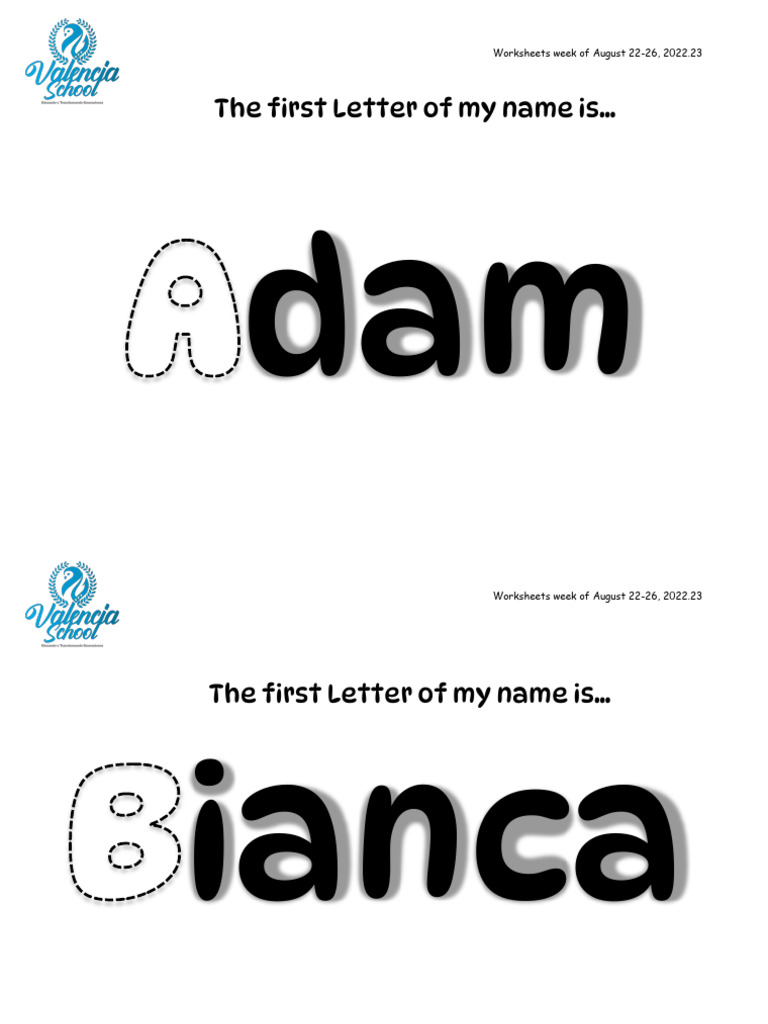 First Letter of My Name (Worksheet #3) | PDF