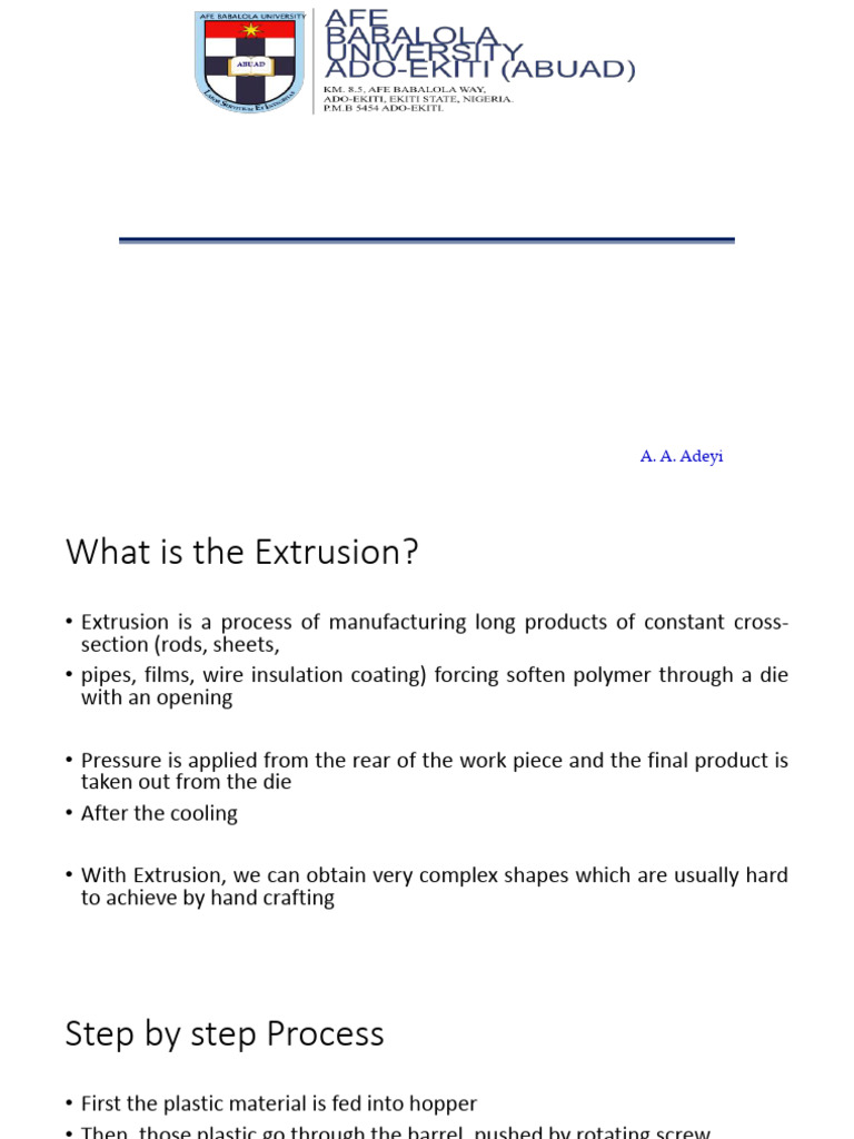 2 CHE 319 Polymer Processing Engineering (EXtrusion Process) | PDF