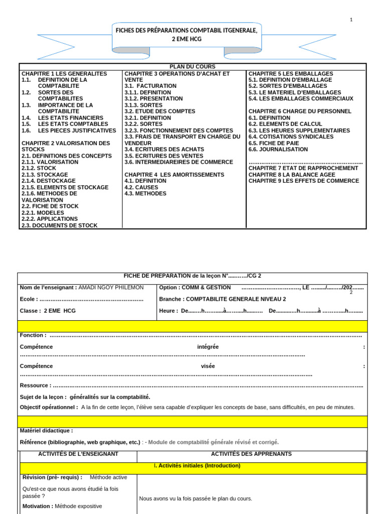 Nouvelles Fiches de Preparation CG 2, 2024 | PDF