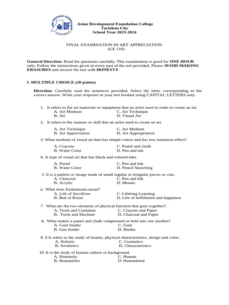Art Appreciation Finals | PDF