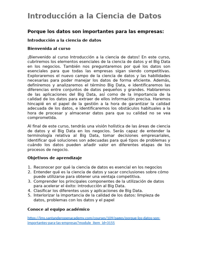 Introducción A La Ciencia de Datos | PDF