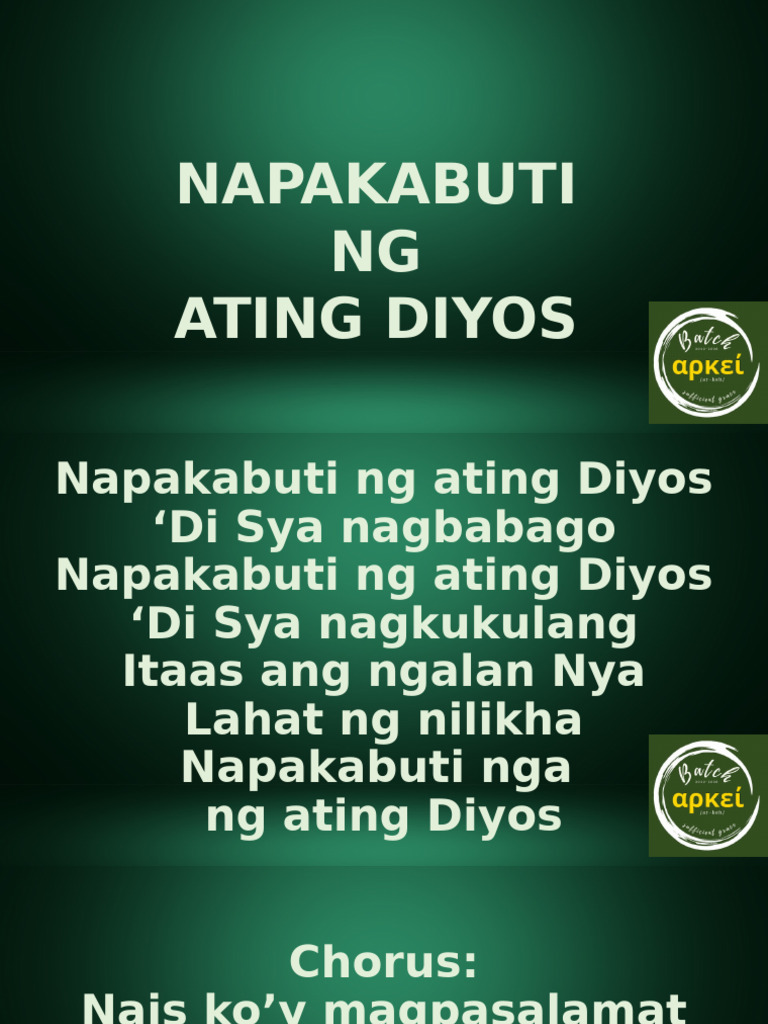 New Heights - Song - Napakabuti NG Ating Diyos - Lyrics | PDF