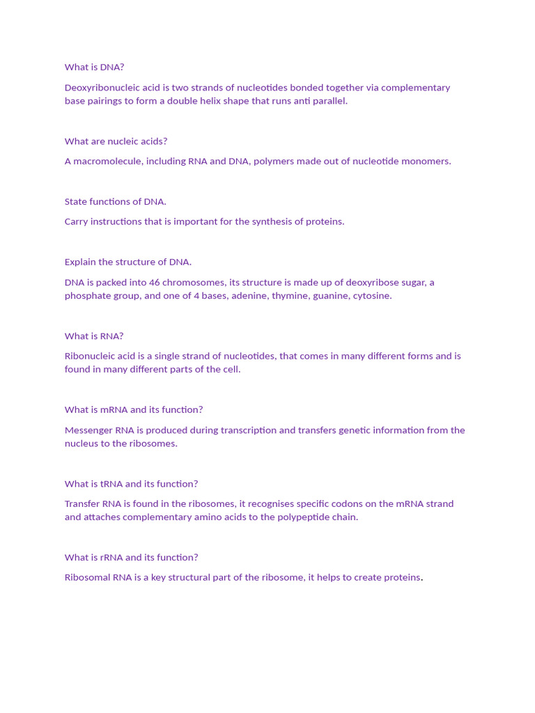 Unit3 Aos1 Revision Vce Biology | PDF