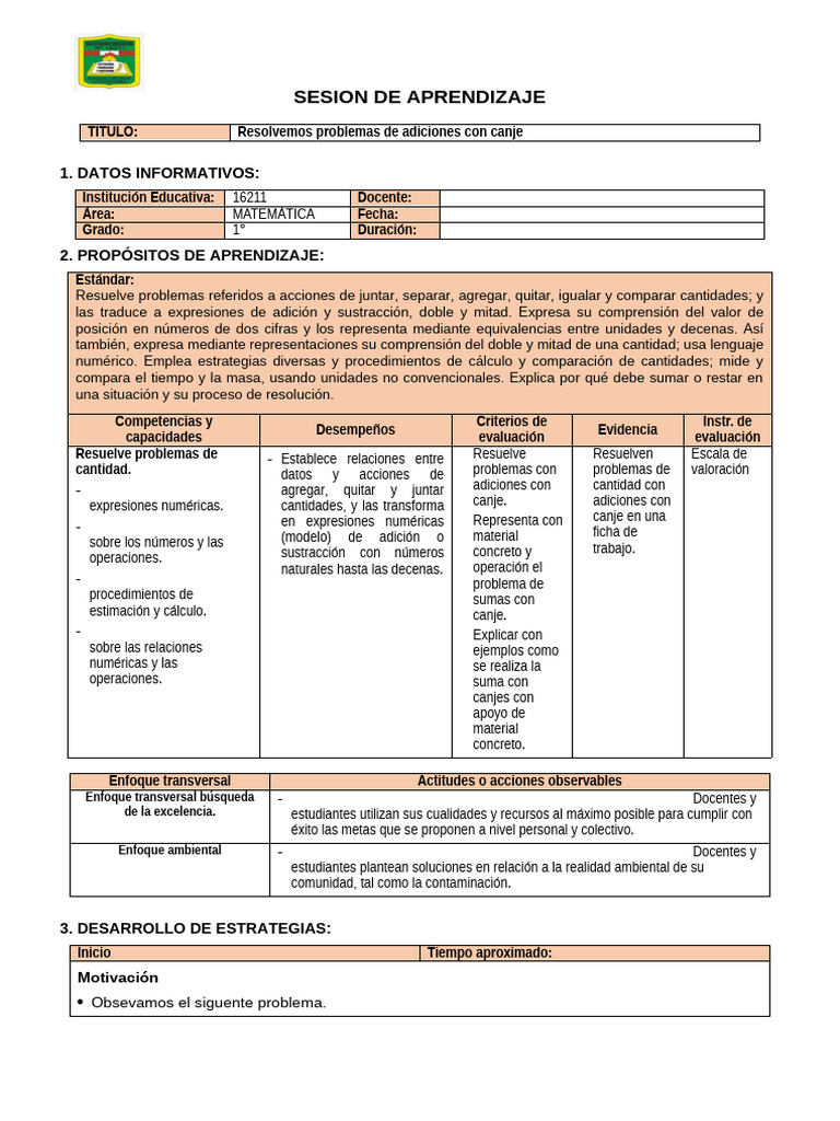 Suma con Canje en Matemáticas 1° | PDF | Sustracción | Crecimiento ...
