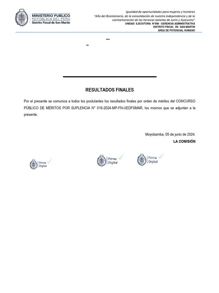 Comunicado #08: Ministerio Público - República Del Perú | PDF