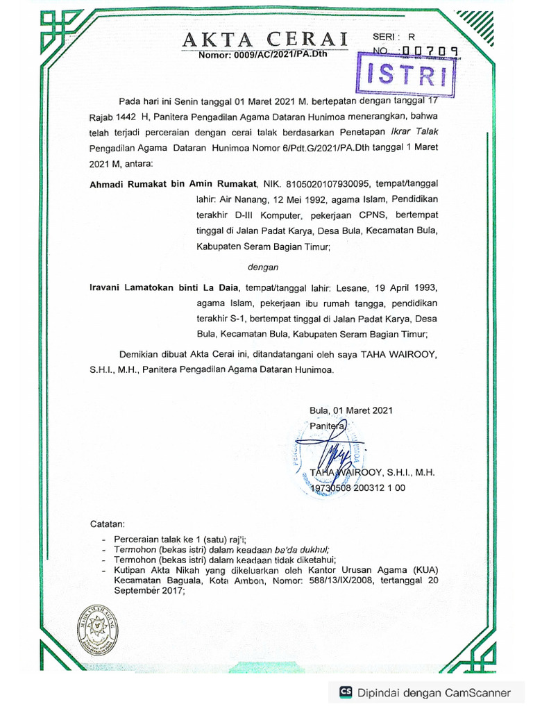 Akta Cerai | PDF