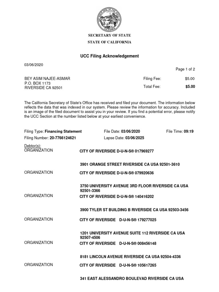 Lien Package UCC-1 File No.: 20-7766124621 | PDF | Uniform Commercial ...