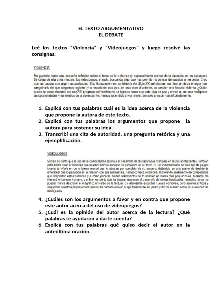 El Texto Argumentativo - El Debate 2a | PDF