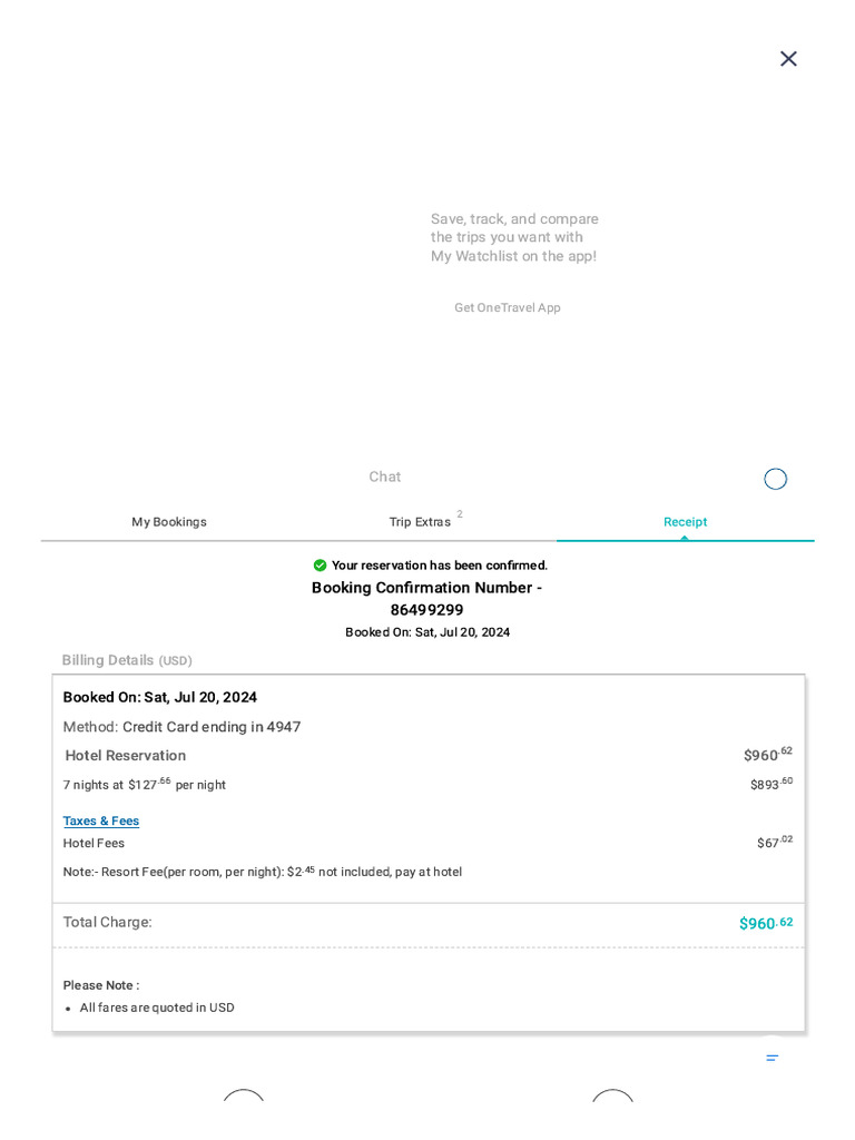 OneTravel - Booking Confirmation | PDF