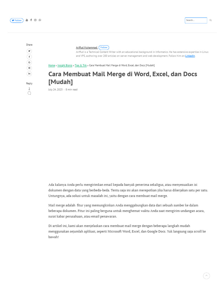 Cara Membuat Mail Merge Di Word, Excel, Dan Docs (Mudah) | PDF