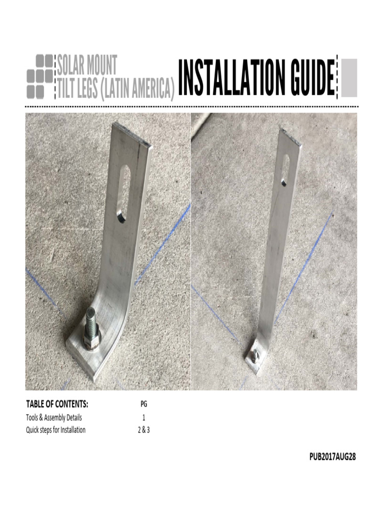 Installation Guide - SM Tilt Legs (Latin America) - 17aug28 - MM | PDF
