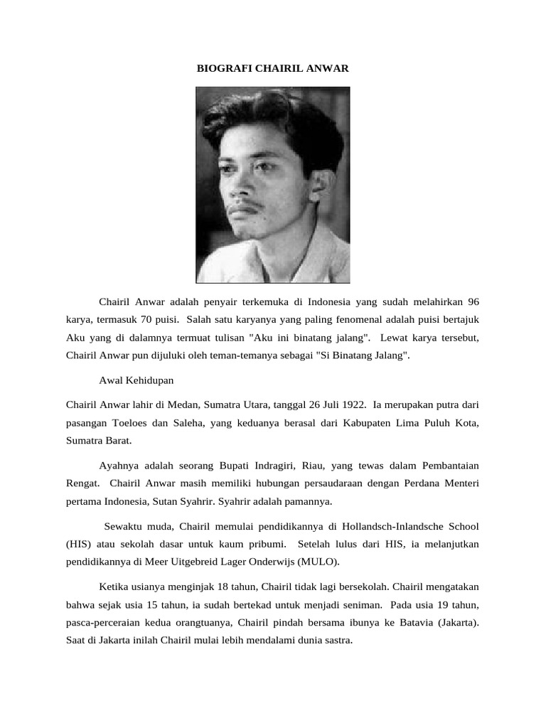 Biografi Chairil Anwar | PDF