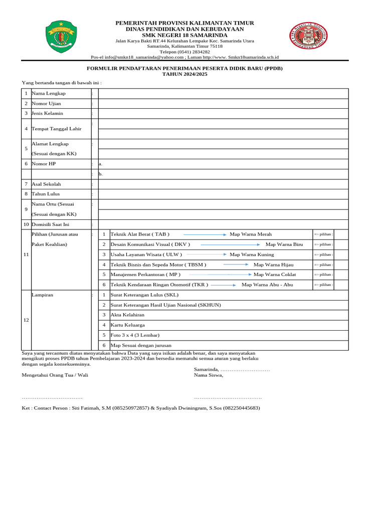 Formulir PPDB 2024 | PDF