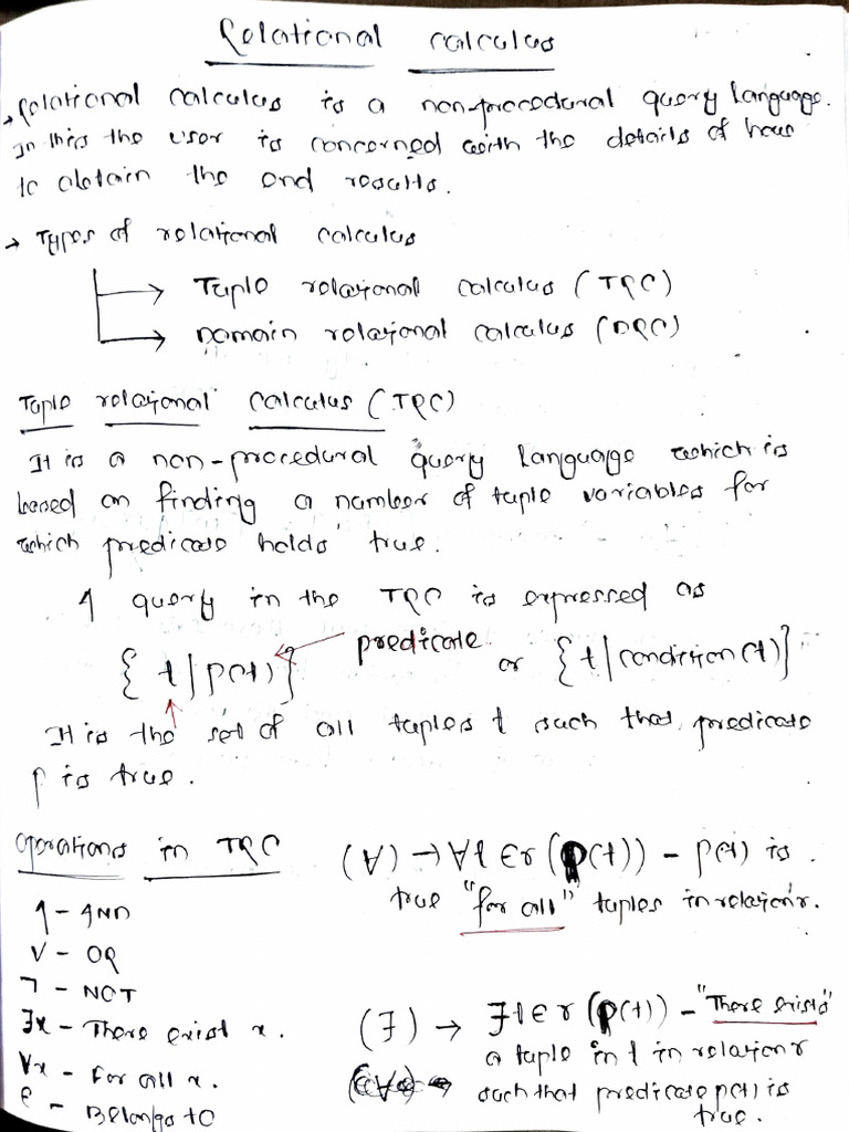 Relational Calculus (TRC and DRC) | PDF