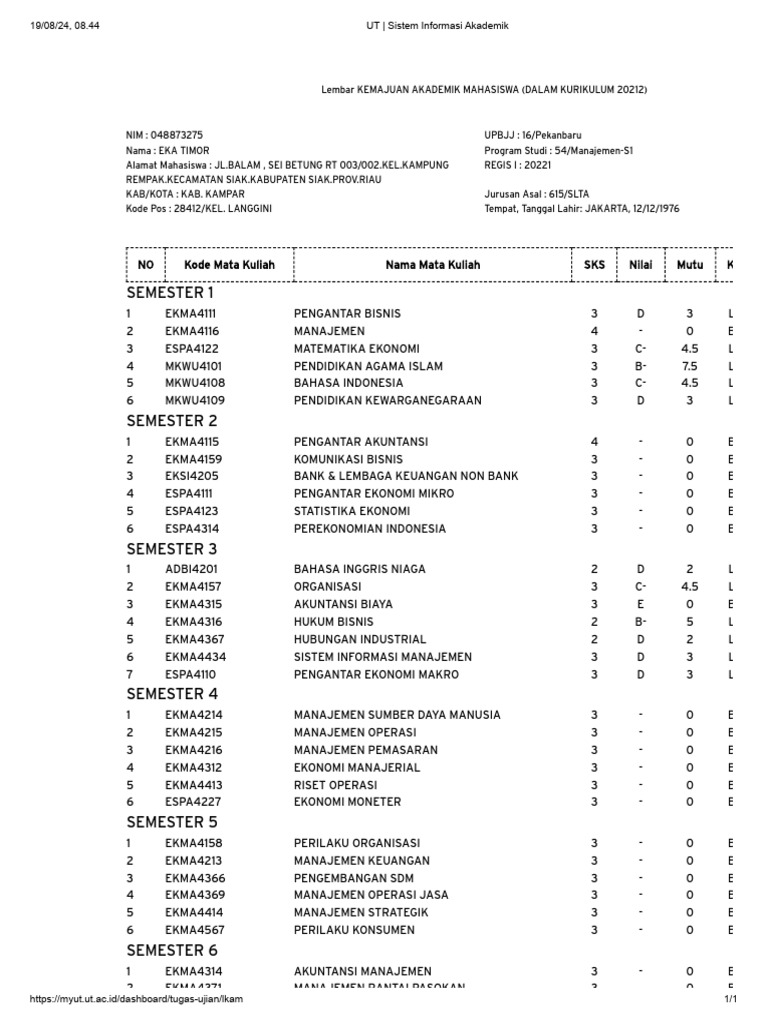 UT - Sistem Informasi Akademik | PDF