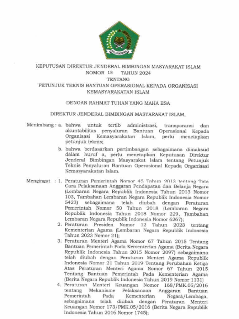 SK Juknis Bantuan Ormas 2024 | PDF