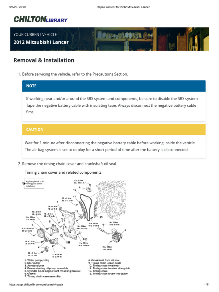 Timing Chain Lancer 4B11 | PDF
