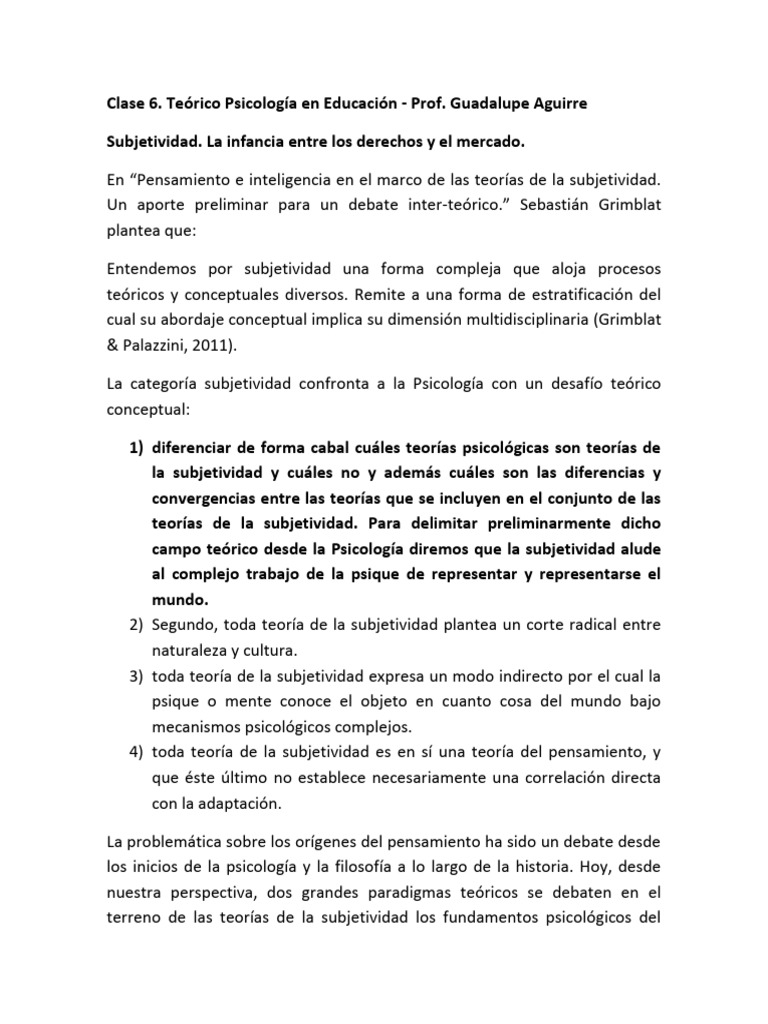 6 Teórico Psic. en Educación Prof. Guadalupe Aguirre | PDF